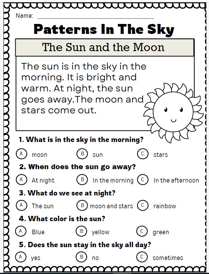 2 Comprehension Stories About Patterns in the Sky - Etsy