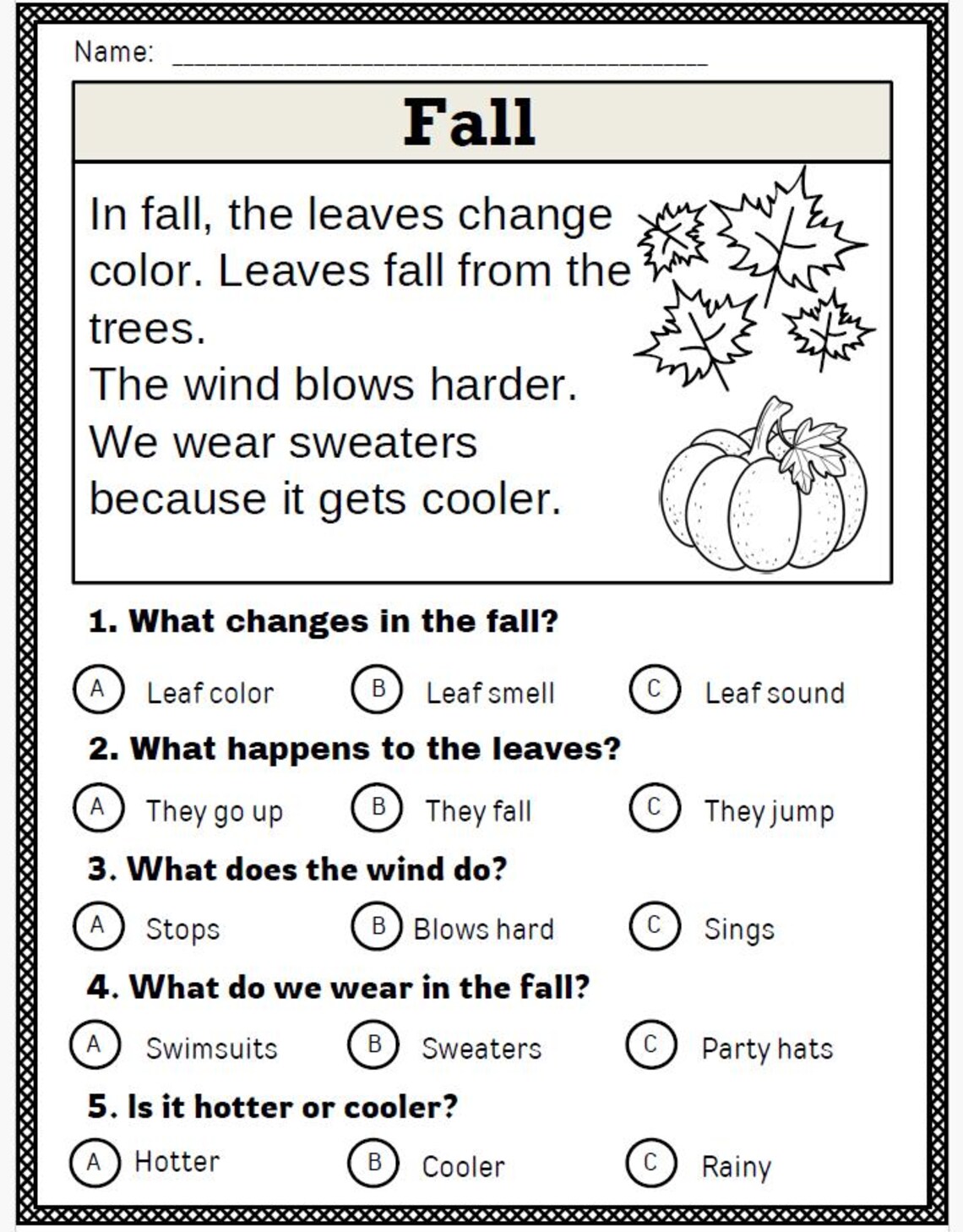 5 Comprehension Stories About the 4 Seasons (non-fiction) - Etsy