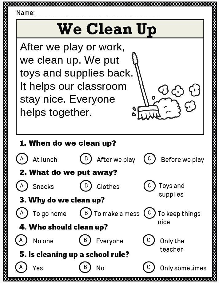 5 Comprehension Stories About the Rules at School - Etsy