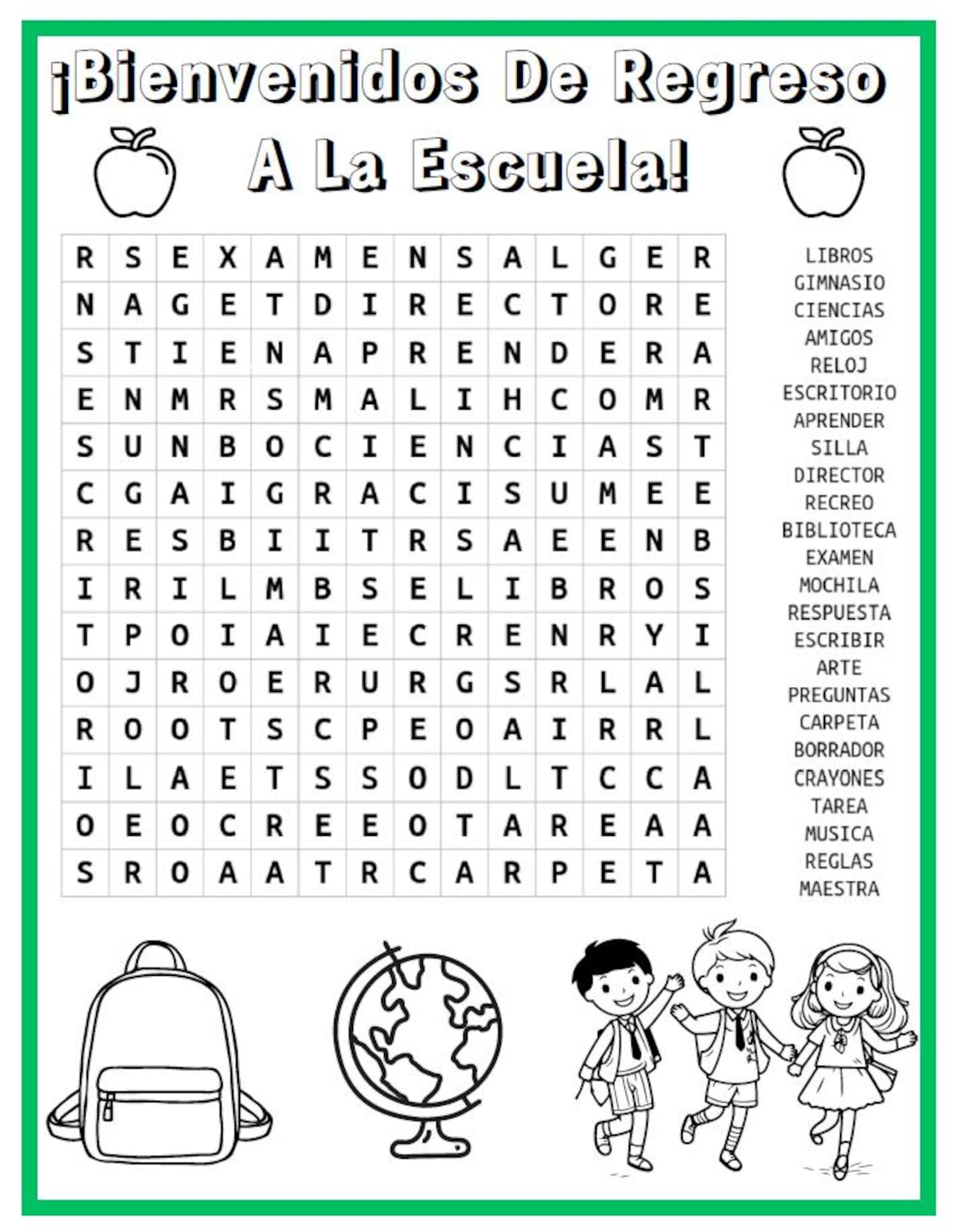 Spanish Word Search Back to School - Buscapalabras Regreso A Clases - Etsy