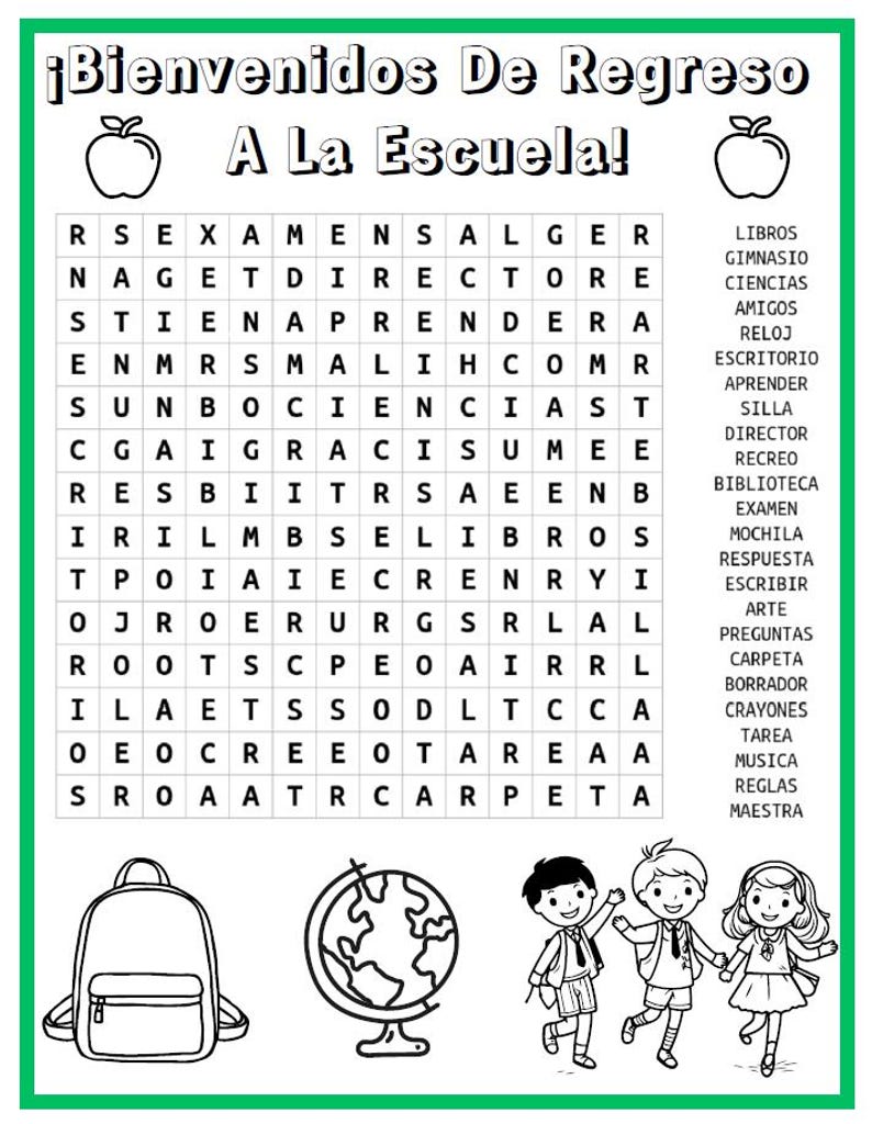 Spanish Word Search Back to School - Buscapalabras Regreso A Clases - Etsy
