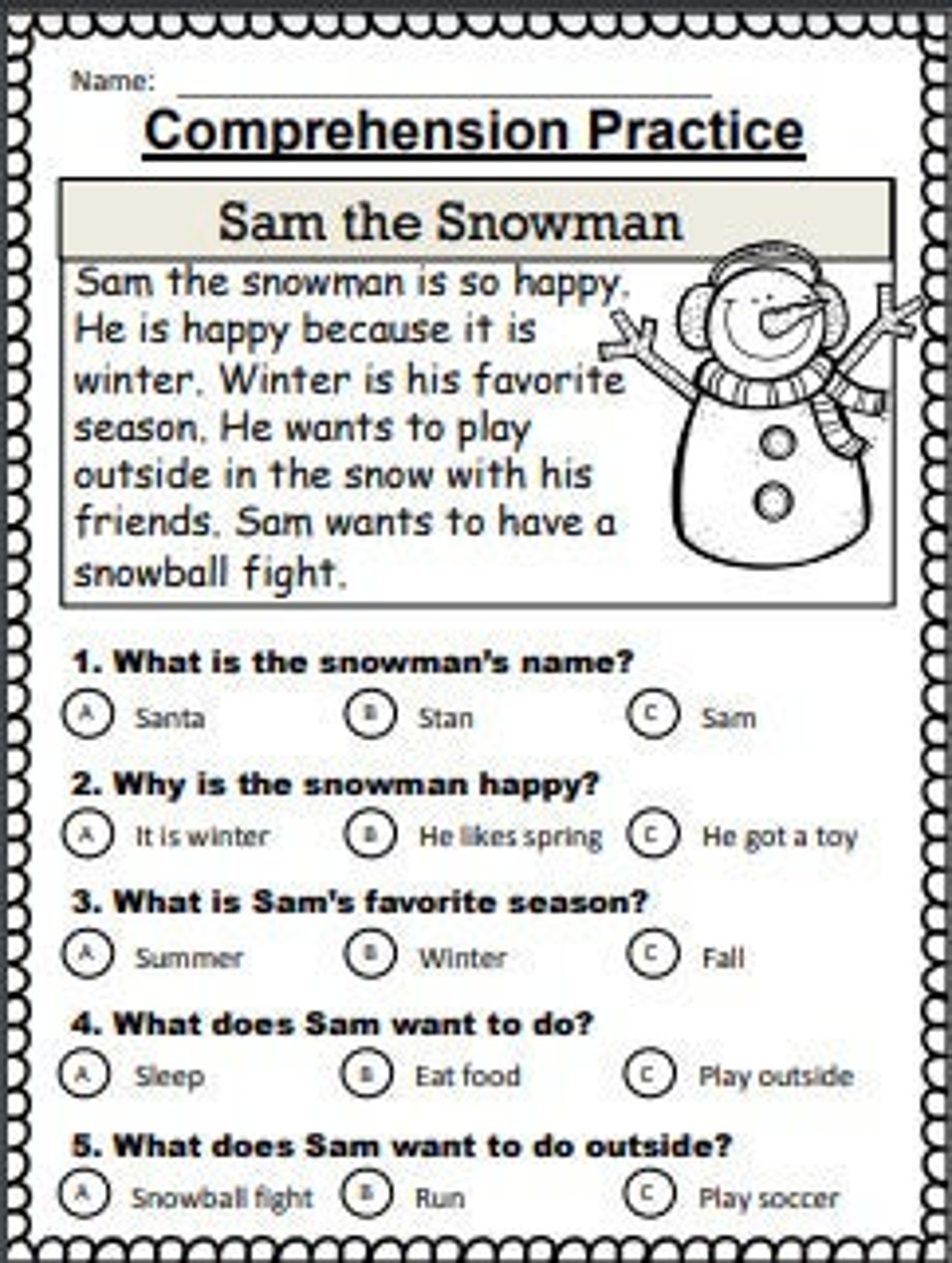 10 Winter Reading Comprehension Stories - Etsy