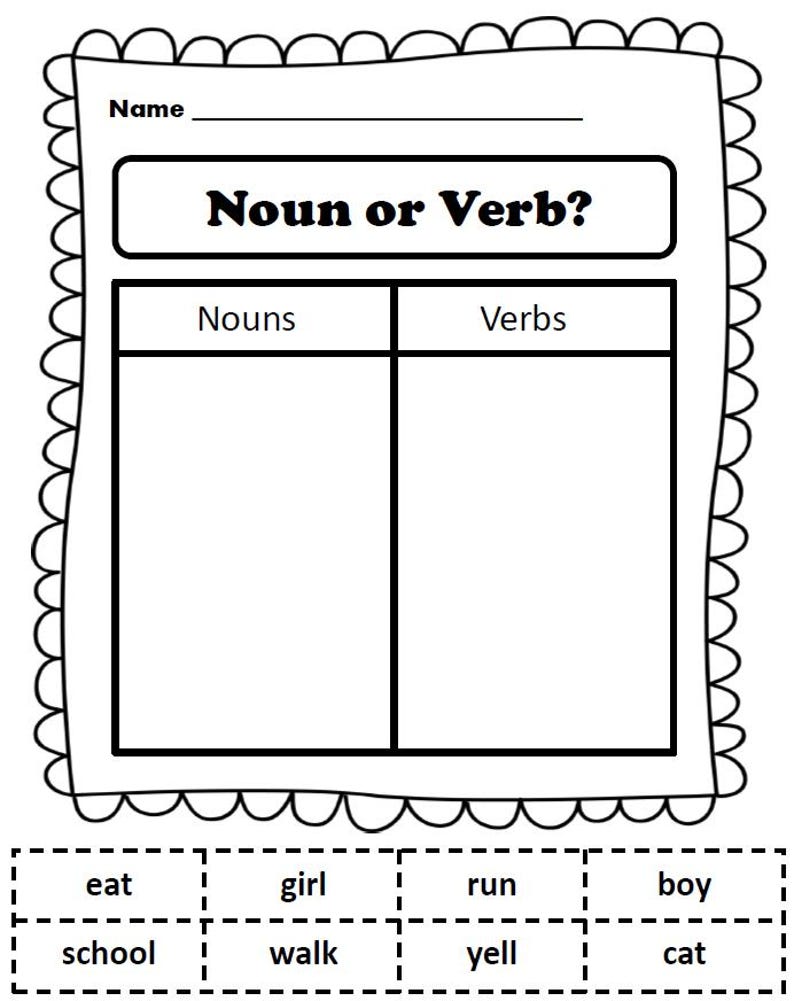 1 Worksheet of Noun and Verb Sorts - Etsy