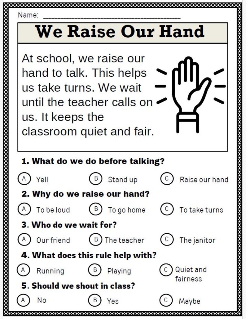 5 Comprehension Stories About the Rules at School - Etsy