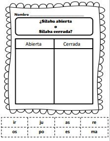 Silabas Abiertas Y Silabas Cerradas (corta Y Pega) - Etsy