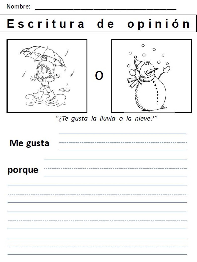 10 Escrituras De Opinion - Opinion Writing in Spanish - Etsy
