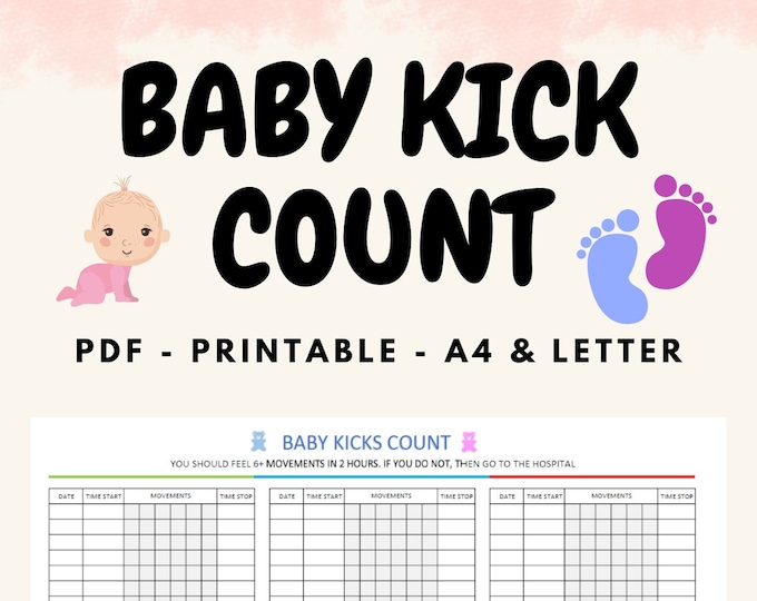 Fetal Kick Count Chart. Baby Kick Count Tracker. Printable Fetal ...