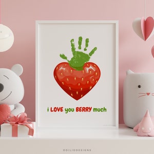 I Love You Berry Much Handprint Art Printable Valentine's Day Gift for ...