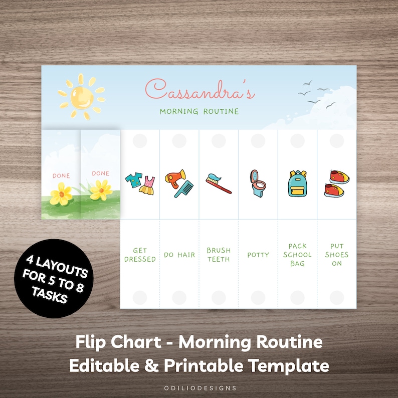 Editable Morning Routine Flip Chart for Kids Before School Routine ... Editable Morning Routine Flip Chart for Kids Before School Routine ...