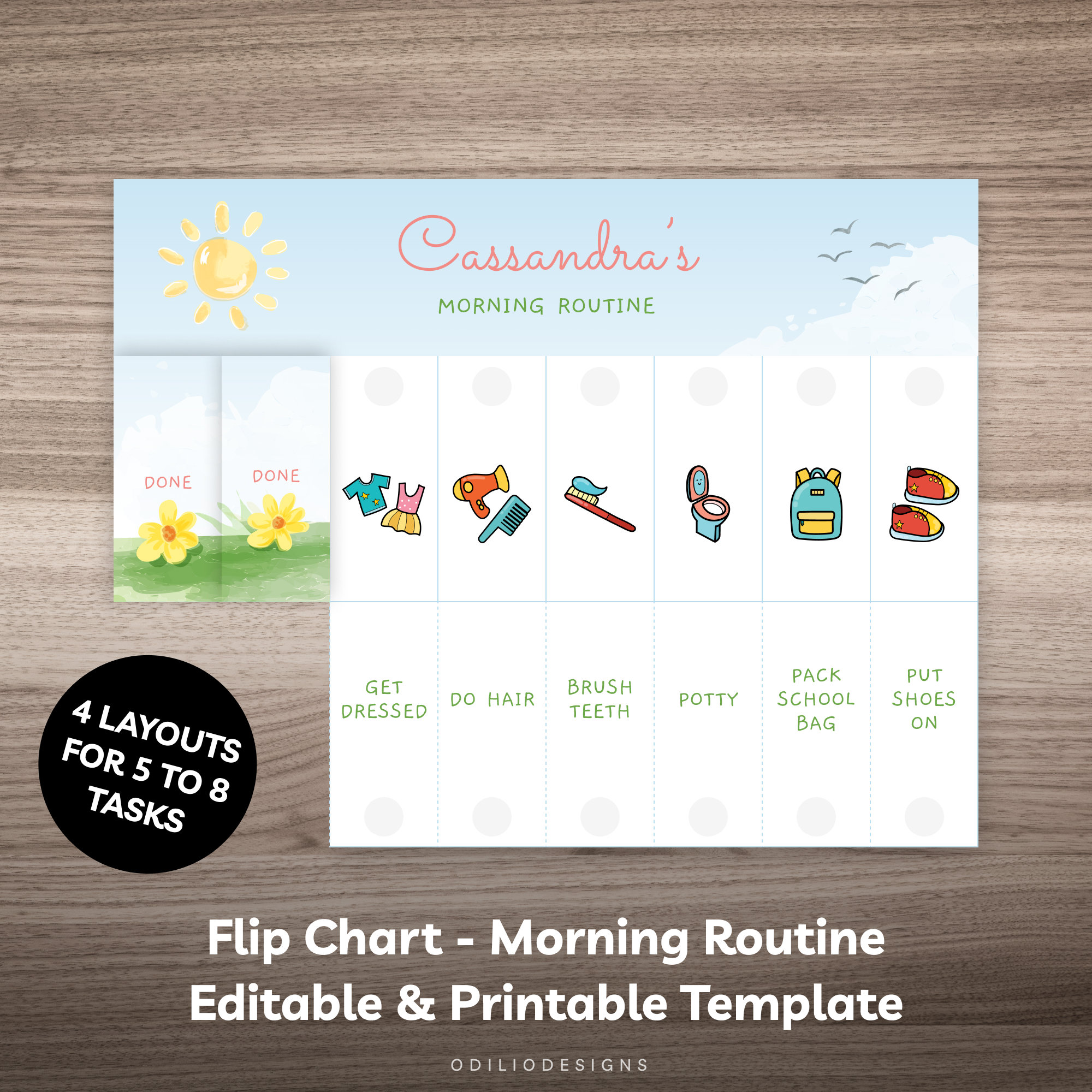Editable Morning Routine Flip Chart for Kids Before School Routine ...