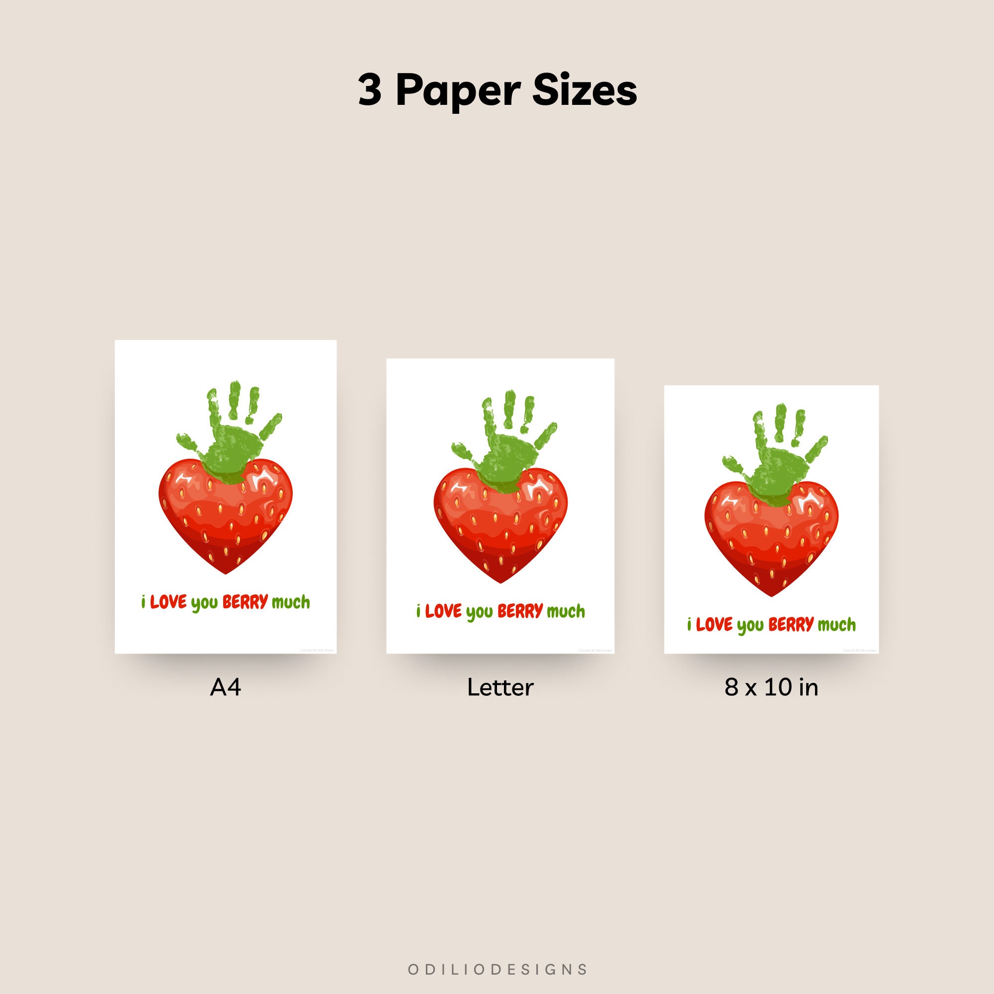 I Love You Berry Much Handprint Art Printable Valentine's Day Gift for ...