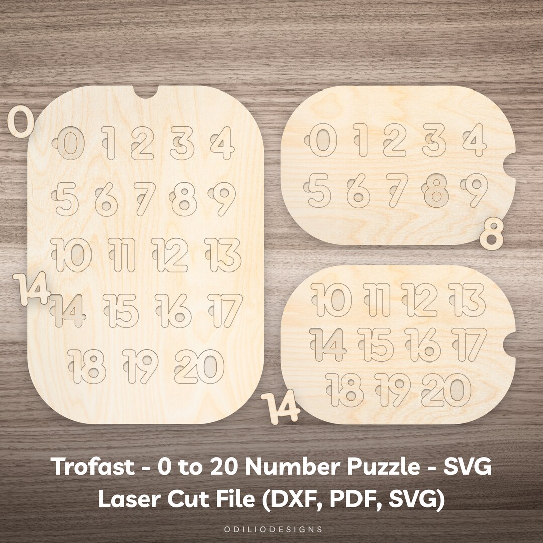 Flisat Insert Number Puzzle SVG Laser Cut File for Toddler Kids Number ...