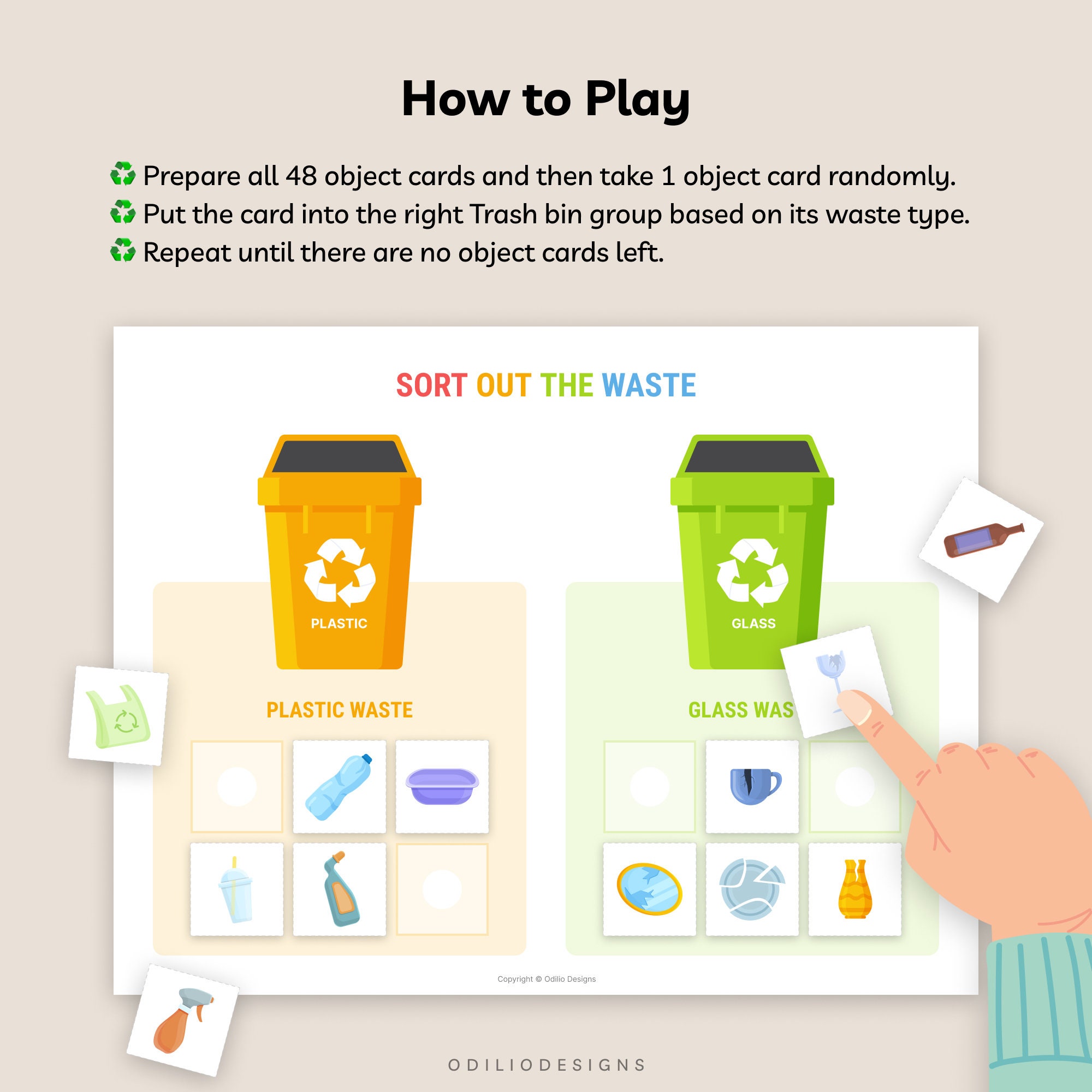 Printable Waste Sorting Game Recycling Garbage Worksheet for Kid Earth ...