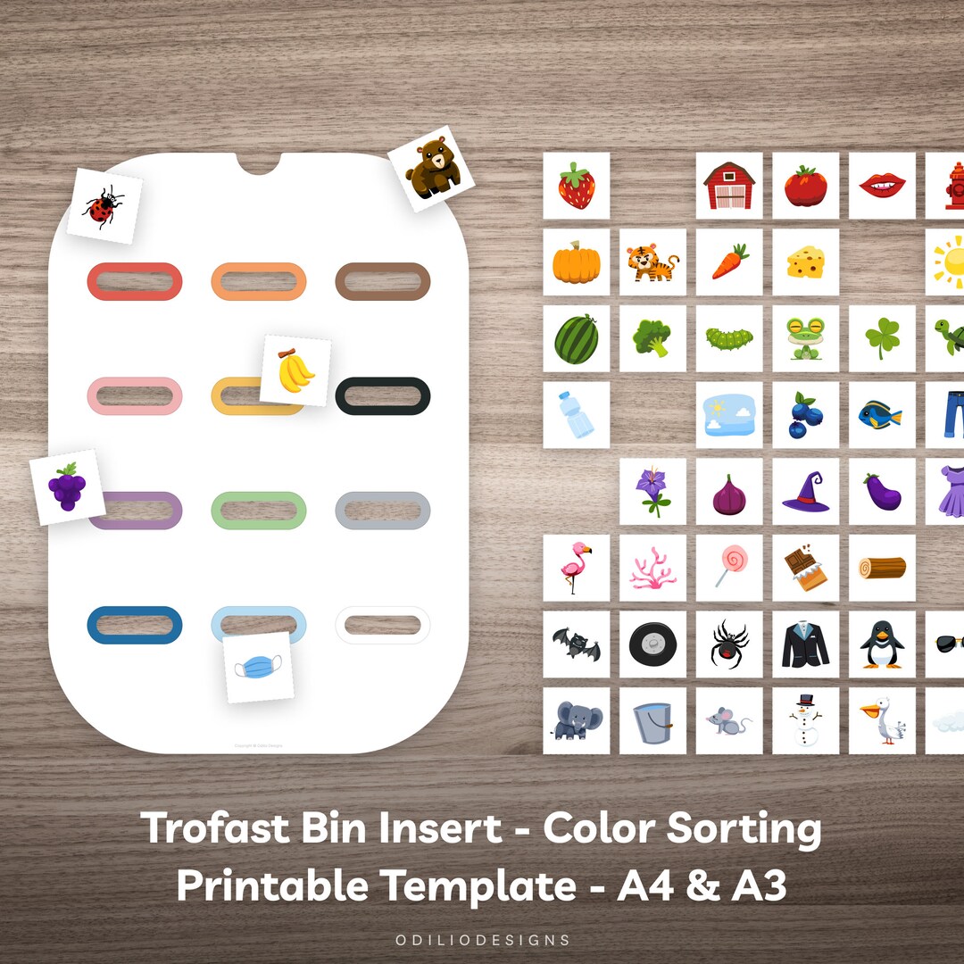 Color Sorting Activity Flisat Trofast Lid Insert Printable Template for ...