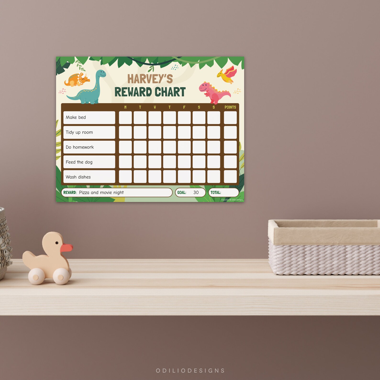 Editable Dinosaur Reward Chart Sticker for Kids Chore List Printable ...