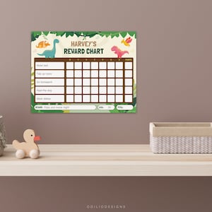 Editable Dinosaur Reward Chart Sticker for Kids Chore List Printable ...