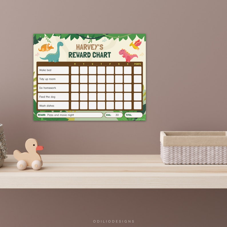 Editable Dinosaur Reward Chart Sticker for Kids Chore List Printable ...