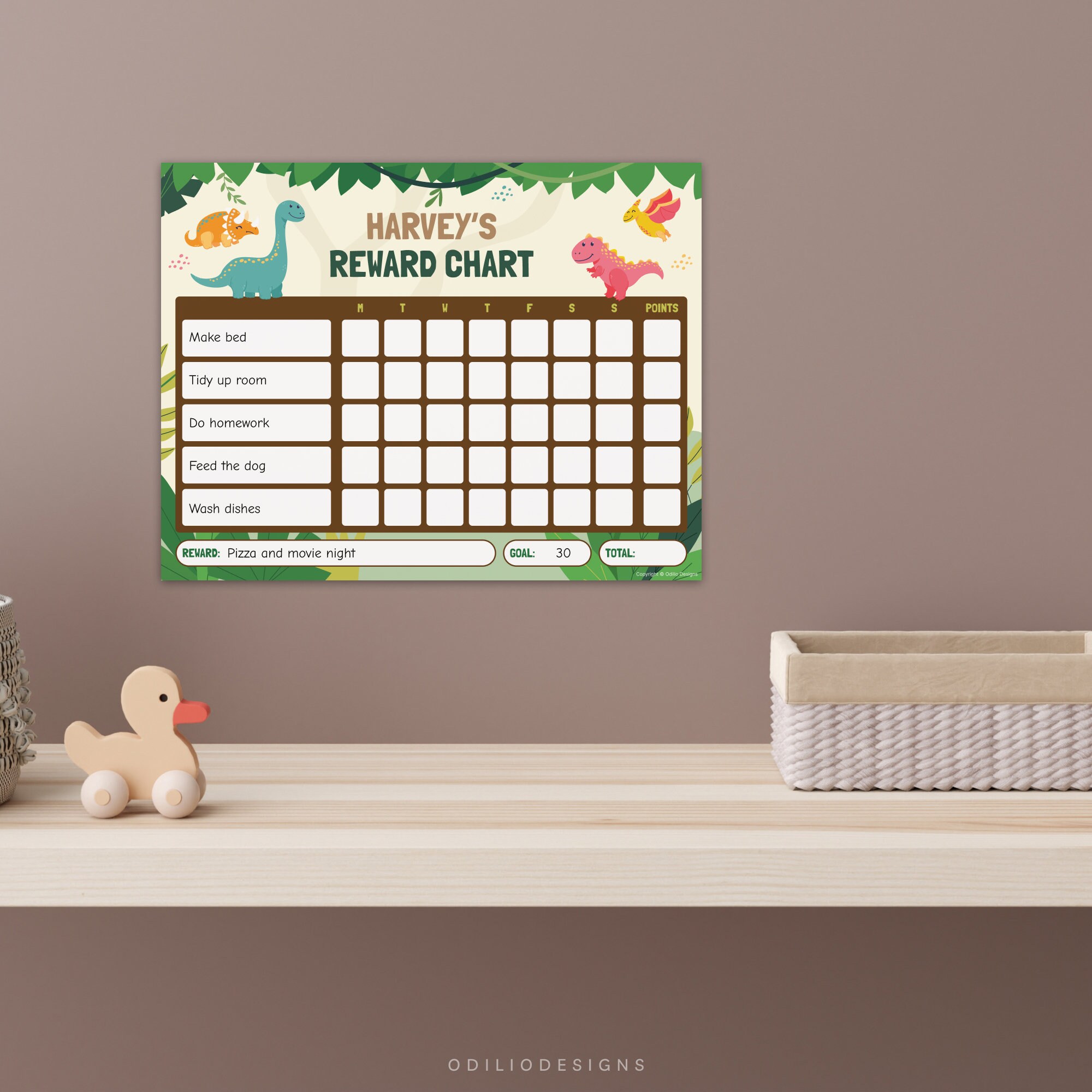 Editable Dinosaur Reward Chart Sticker for Kids Chore List Printable ...