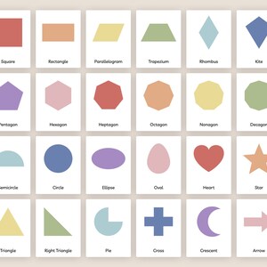 Shapes Flashcards Montessori Nomenclature 3 Part Cards With Rainbow ... Shapes Flashcards Montessori Nomenclature 3 Part Cards With Rainbow ...