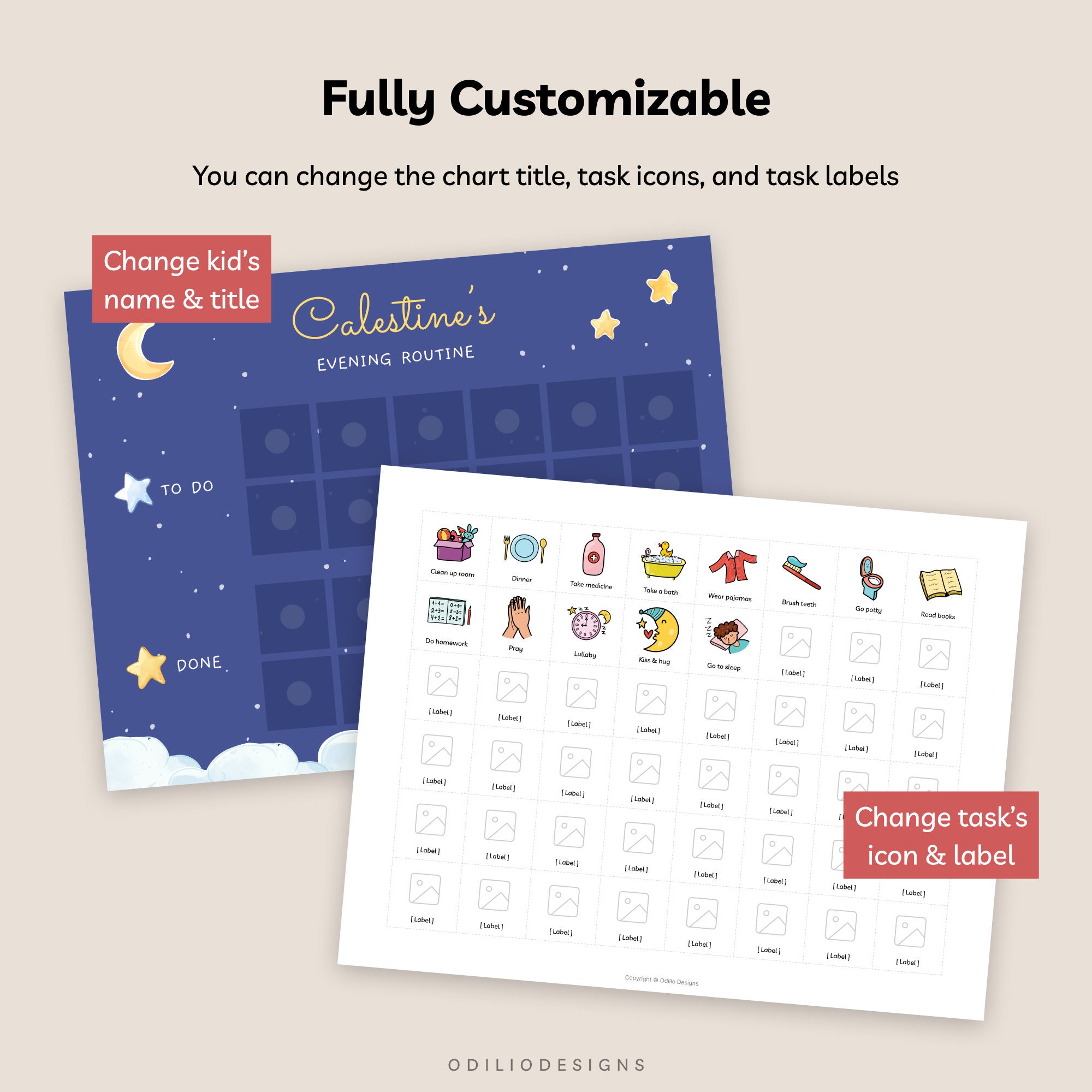 Editable Bedtime Routine Chart for Kids Evening Routine Card - Etsy Canada