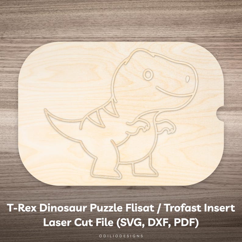 T-rex Dinosaur Puzzle Flisat Insert Trofast Bin Lid - SVG DXF Template ...