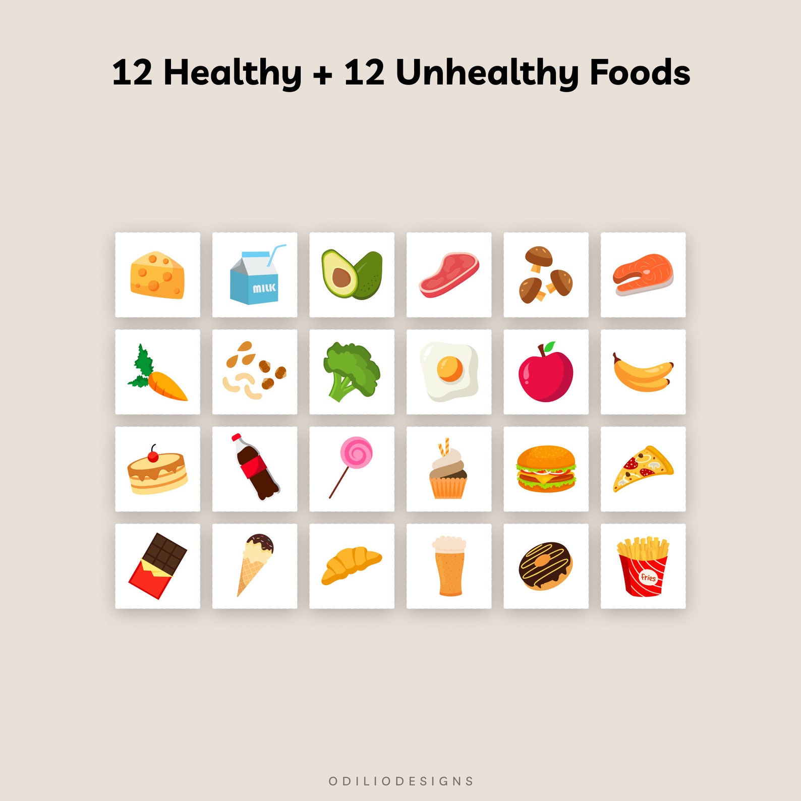 Healthy & Unhealthy Foods Sorting Activity for Preschool Kindergarten ...