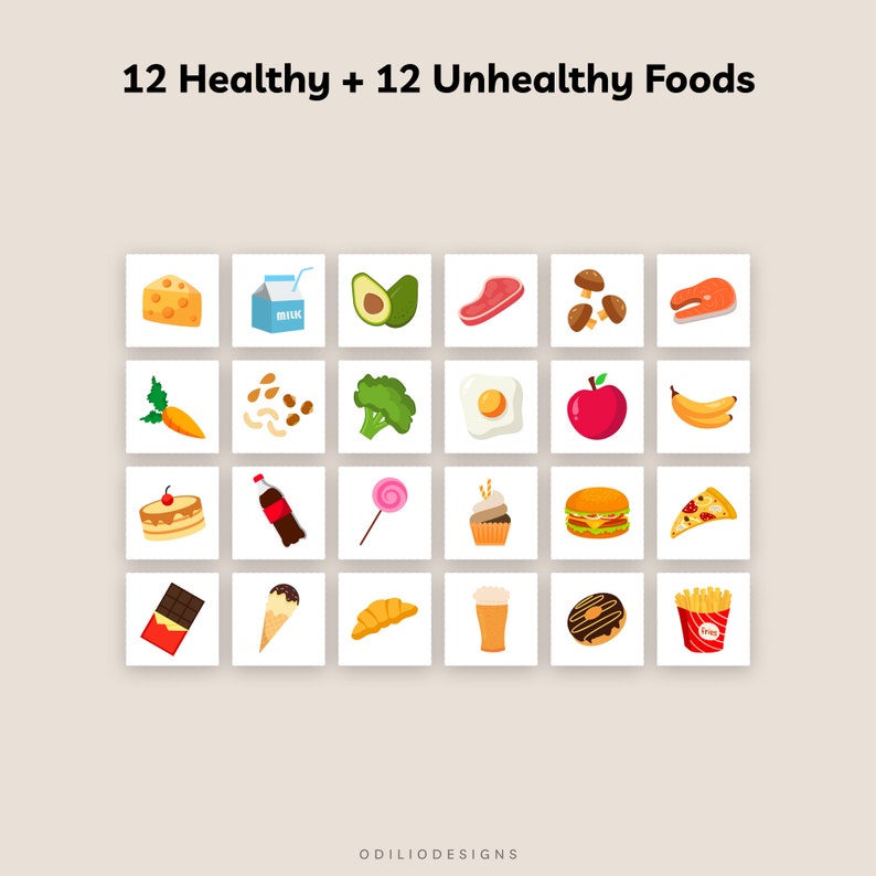Healthy & Unhealthy Foods Sorting Activity for Preschool Kindergarten ...