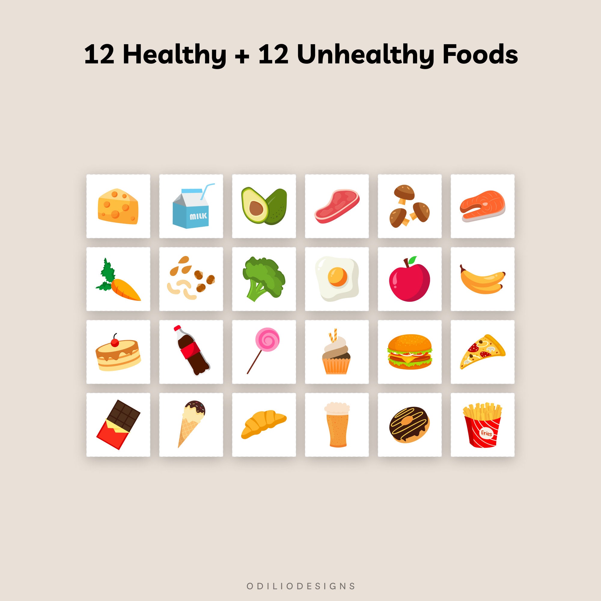 Healthy & Unhealthy Foods Sorting Activity for Preschool Kindergarten ...