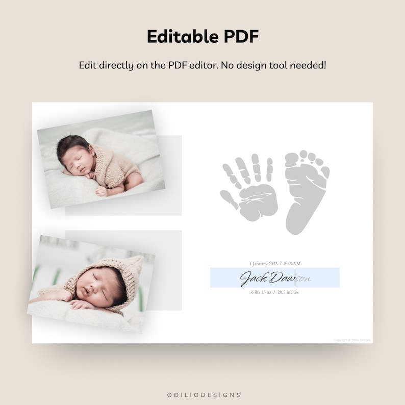 Newborn Handprint Footprint Kit Personalized Baby Boy Girl Keepsake ...