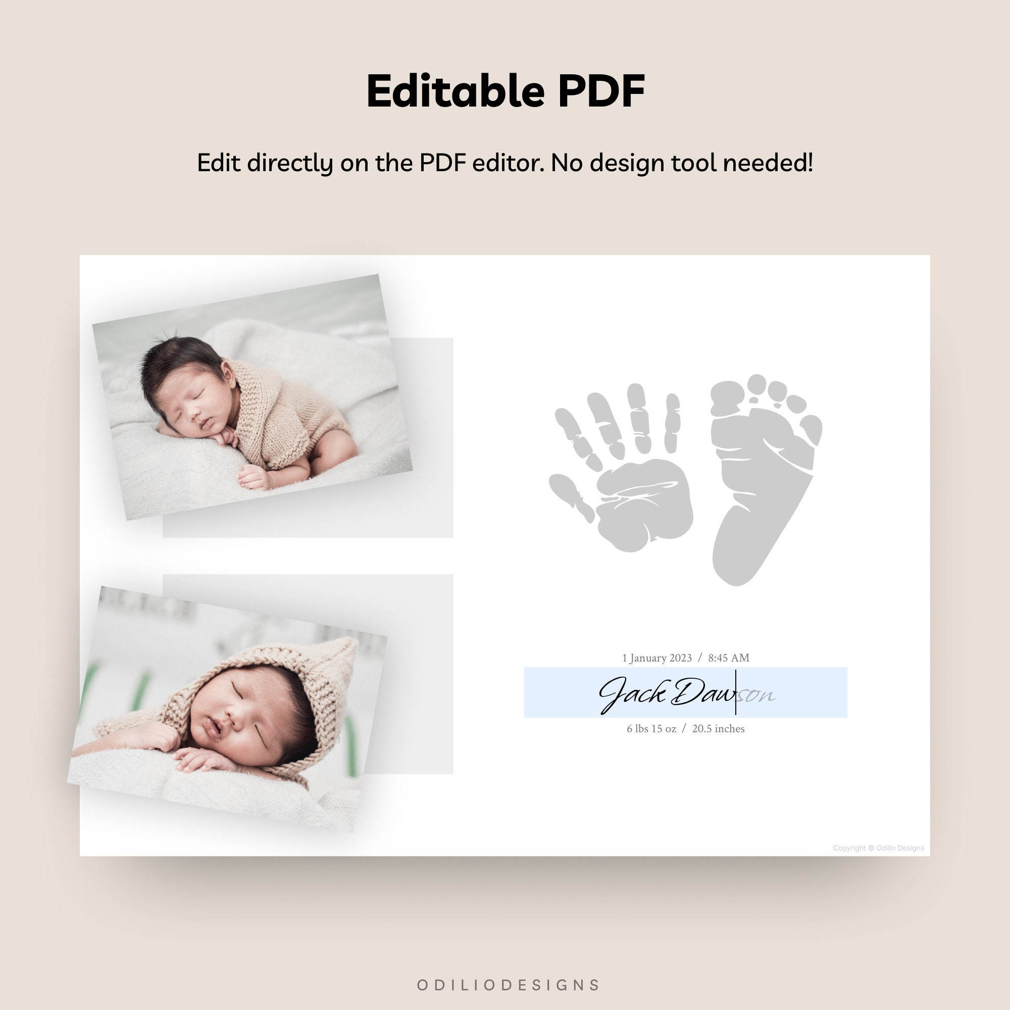 Newborn Handprint Footprint Kit Personalized Baby Boy Girl Keepsake ...