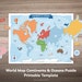 Continents & Oceans Puzzle for Kids World Map Printable Matching Game ...