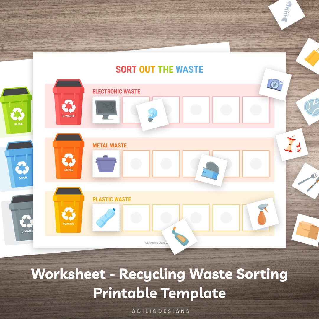 Printable Waste Sorting Game Recycling Garbage Worksheet for - Etsy