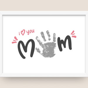 I Love You Mom Handprint Art Craft Valentine's Day Gift for Mother's ...