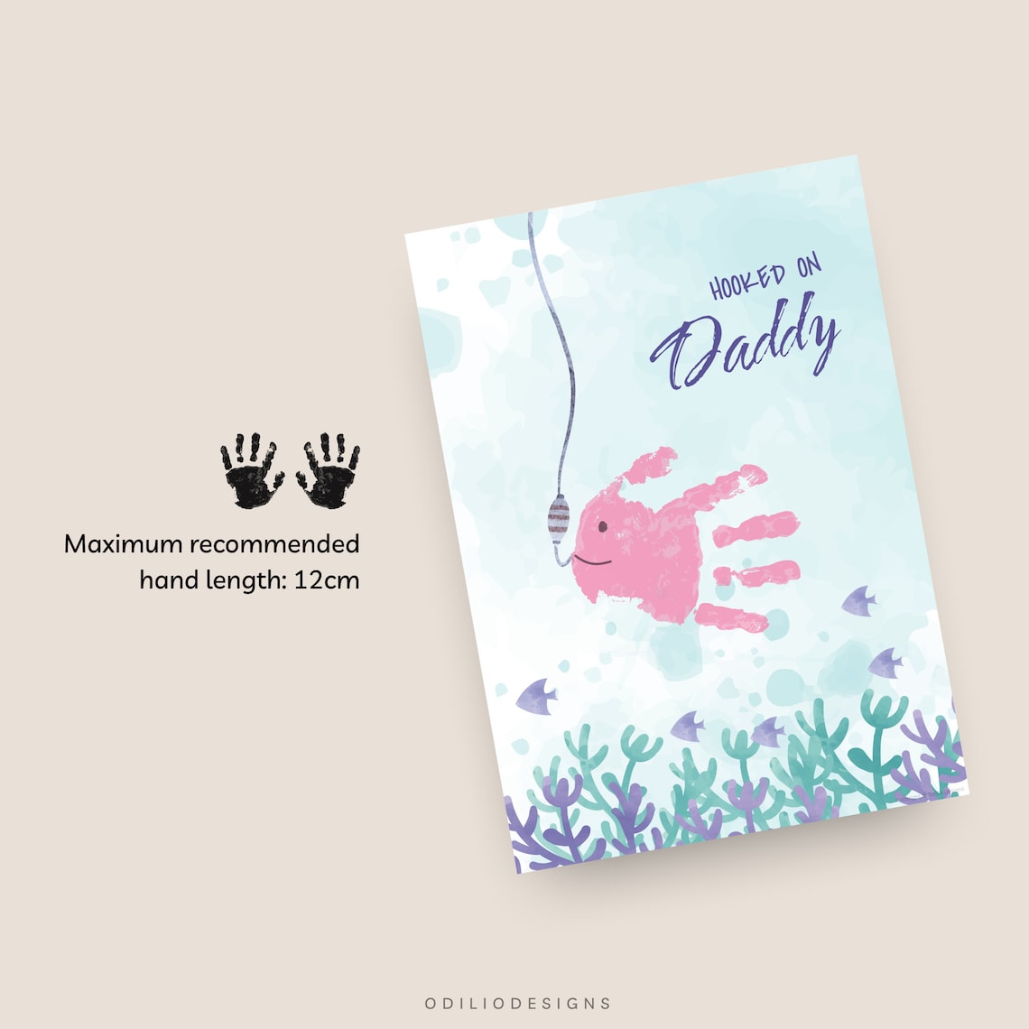 Hooked on Daddy Handprint Father's Day Gift From Baby Toddler Kid Son ...
