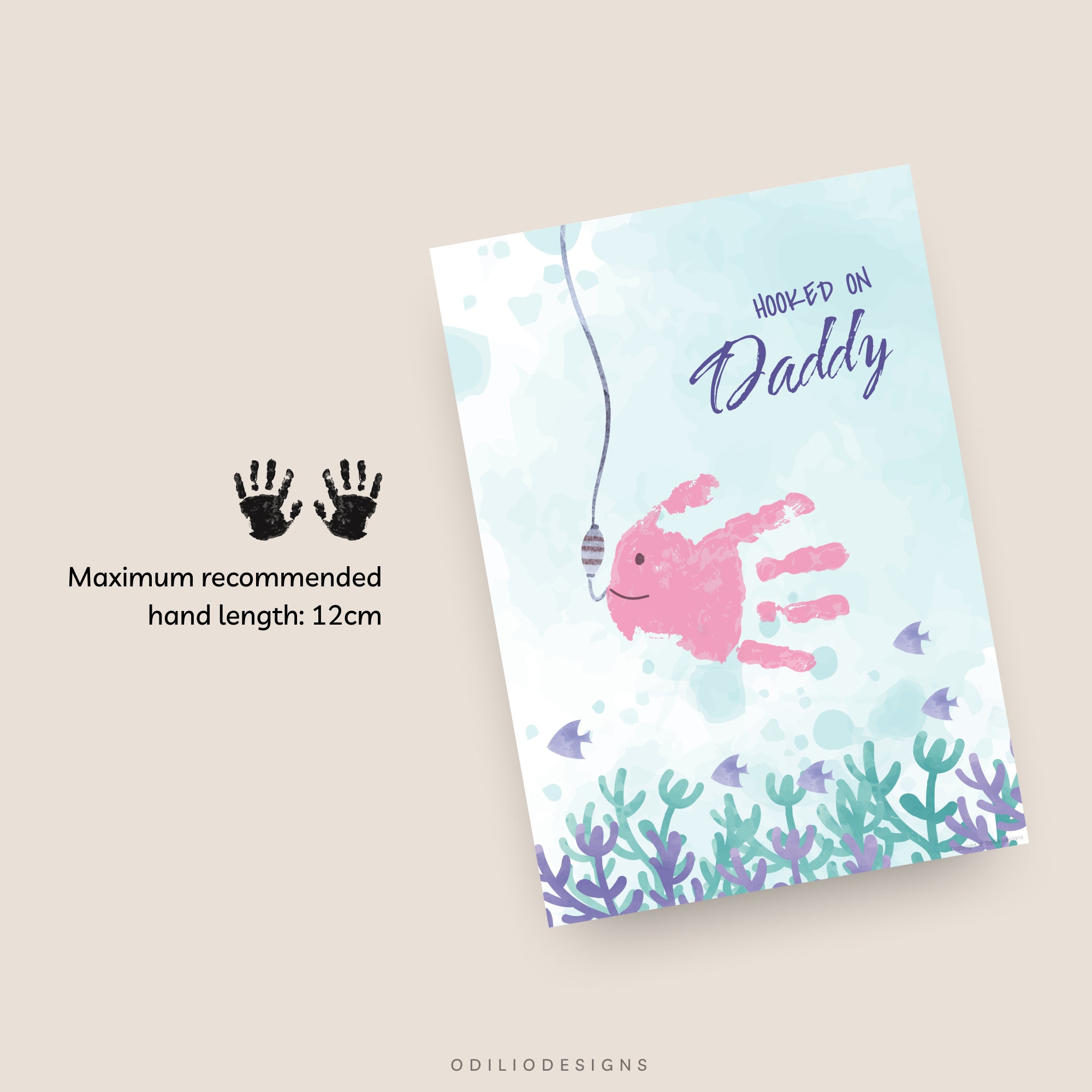 Hooked on Daddy Handprint Father's Day Gift From Baby Toddler Kid Son ...
