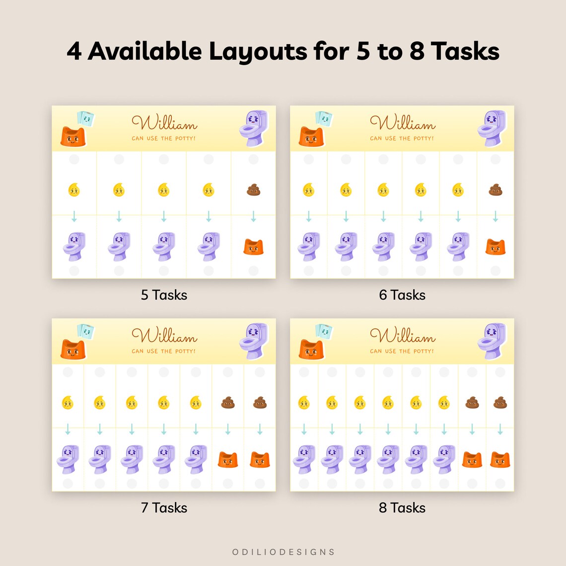 Editable Potty Training Flip Chart Printable Toilet Training Chart for ...