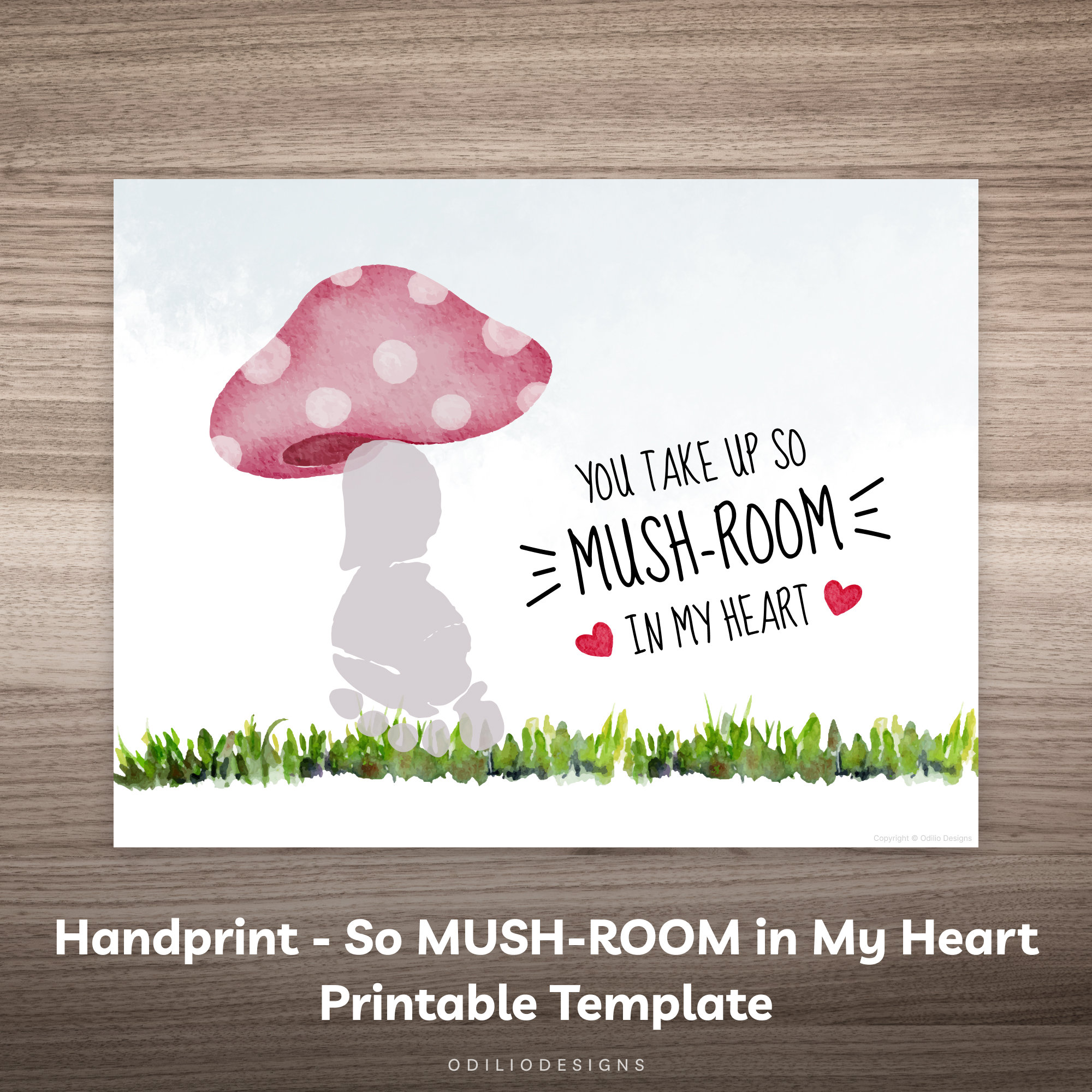 Printable Valentine's Day Footprint Art: so Mushroom in My Heart — Gift ...