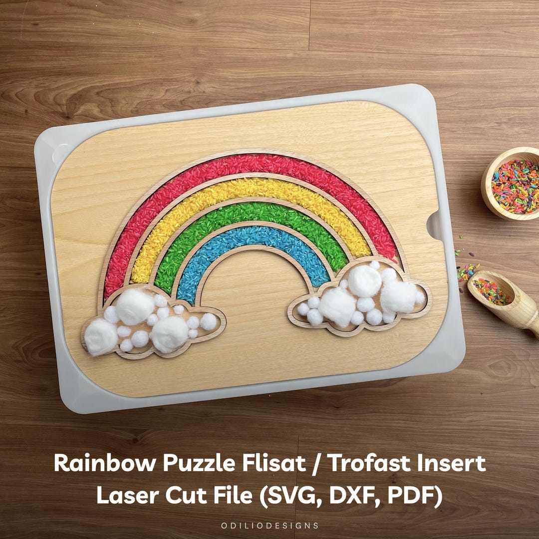 Rainbow Puzzle Flisat Insert Trofast Bin Lid - SVG DXF Template Laser ...