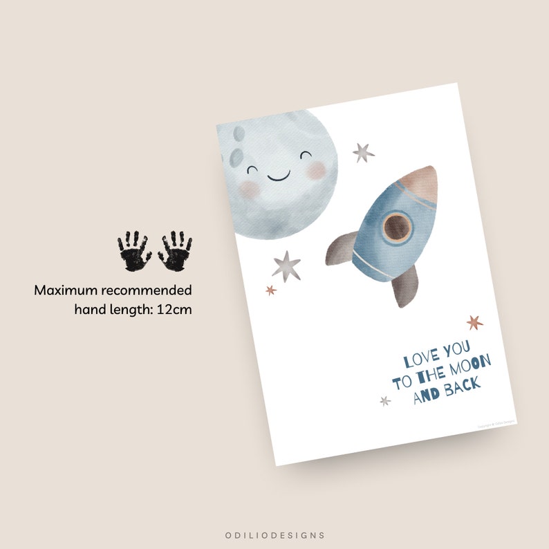 Love You to the Moon and Back Handprint Art Printable Rocket Moon Stars ...
