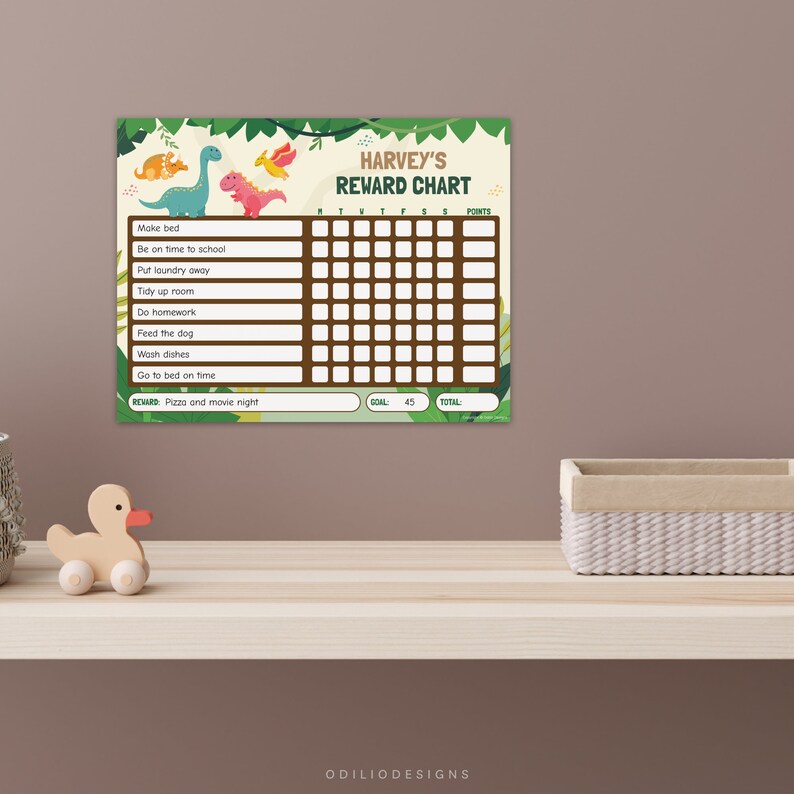 Editable Dinosaur Reward Chart Kids Printable Daily Routine Checklist ...
