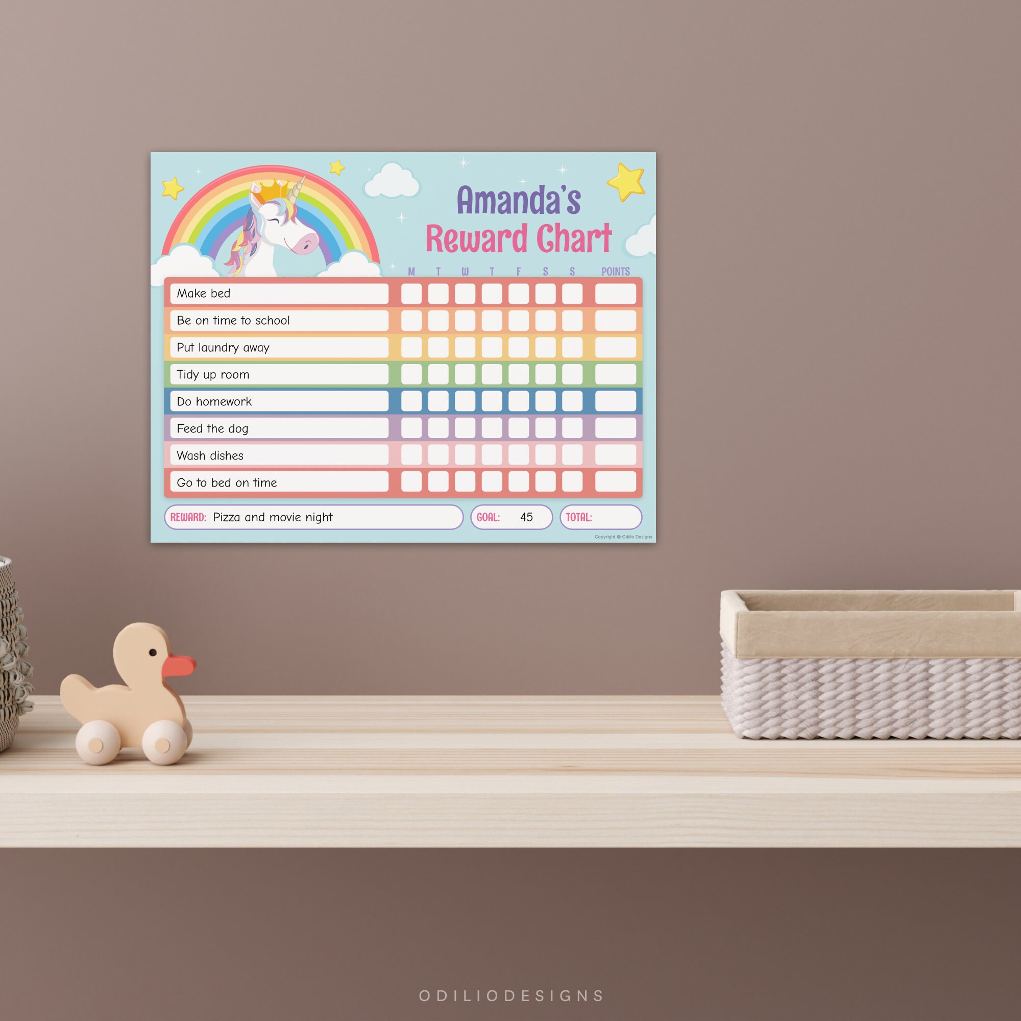 Rainbow Unicorn Reward Chart for Girls Chore Chart Printable - Etsy