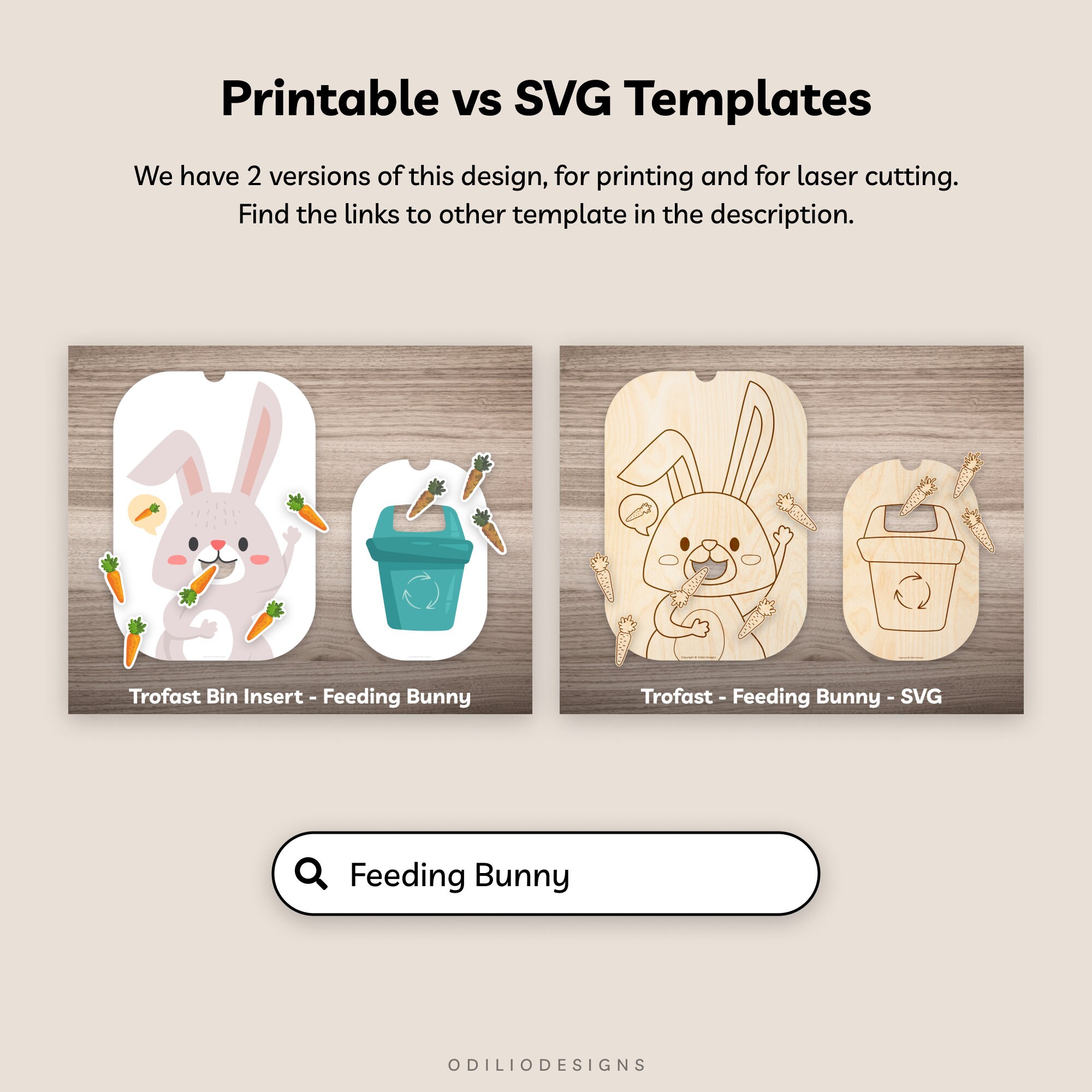 Bunny Flisat Insert SVG Template for Trofast Bin Lid & Flisat Sensory ...