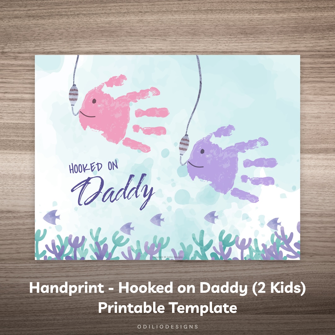 Hooked on Daddy Handprint 2 Kids DIY Father's Day Gift From Baby ...