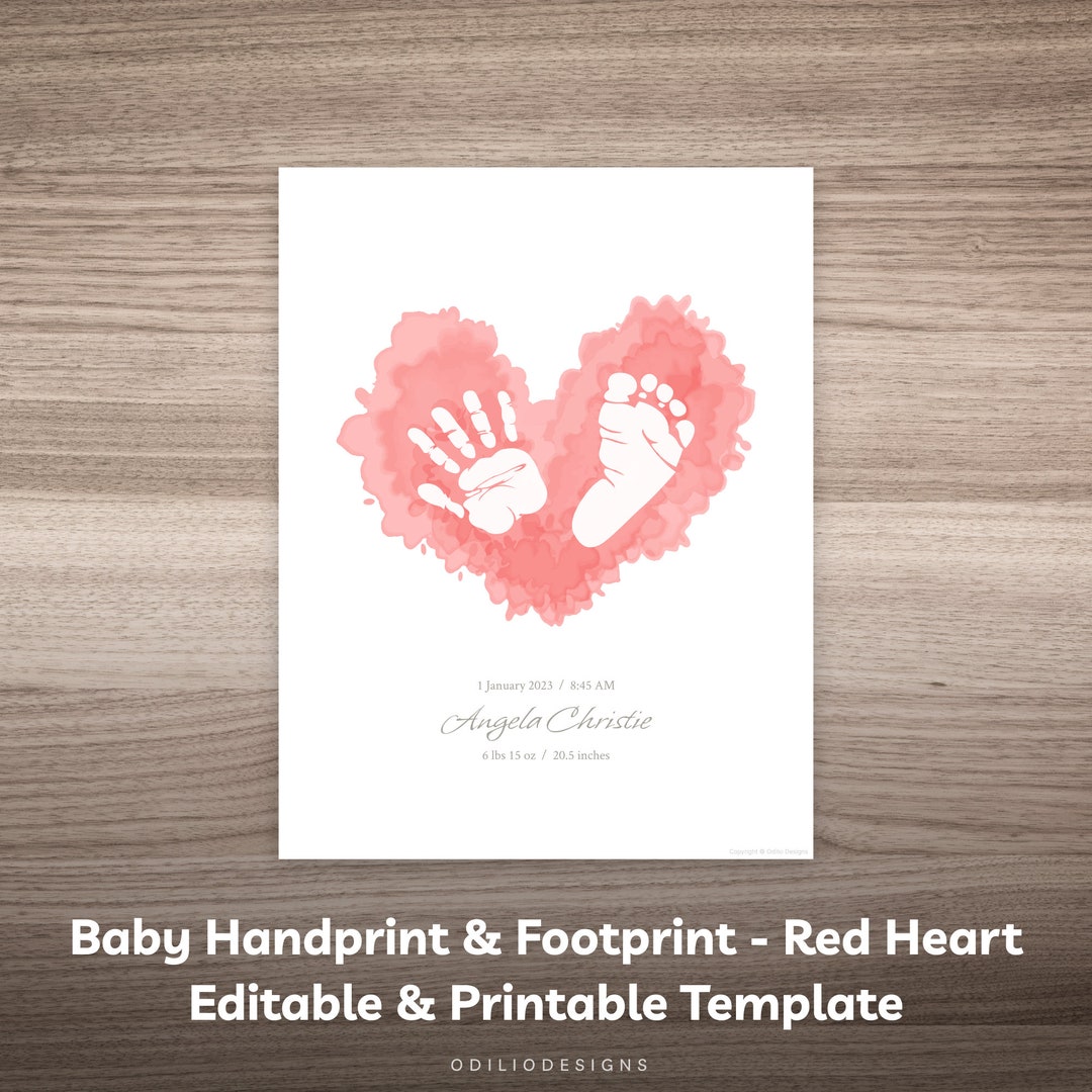 Personalized Baby Handprint Footprint Keepsake Printable Newborn Hand ...