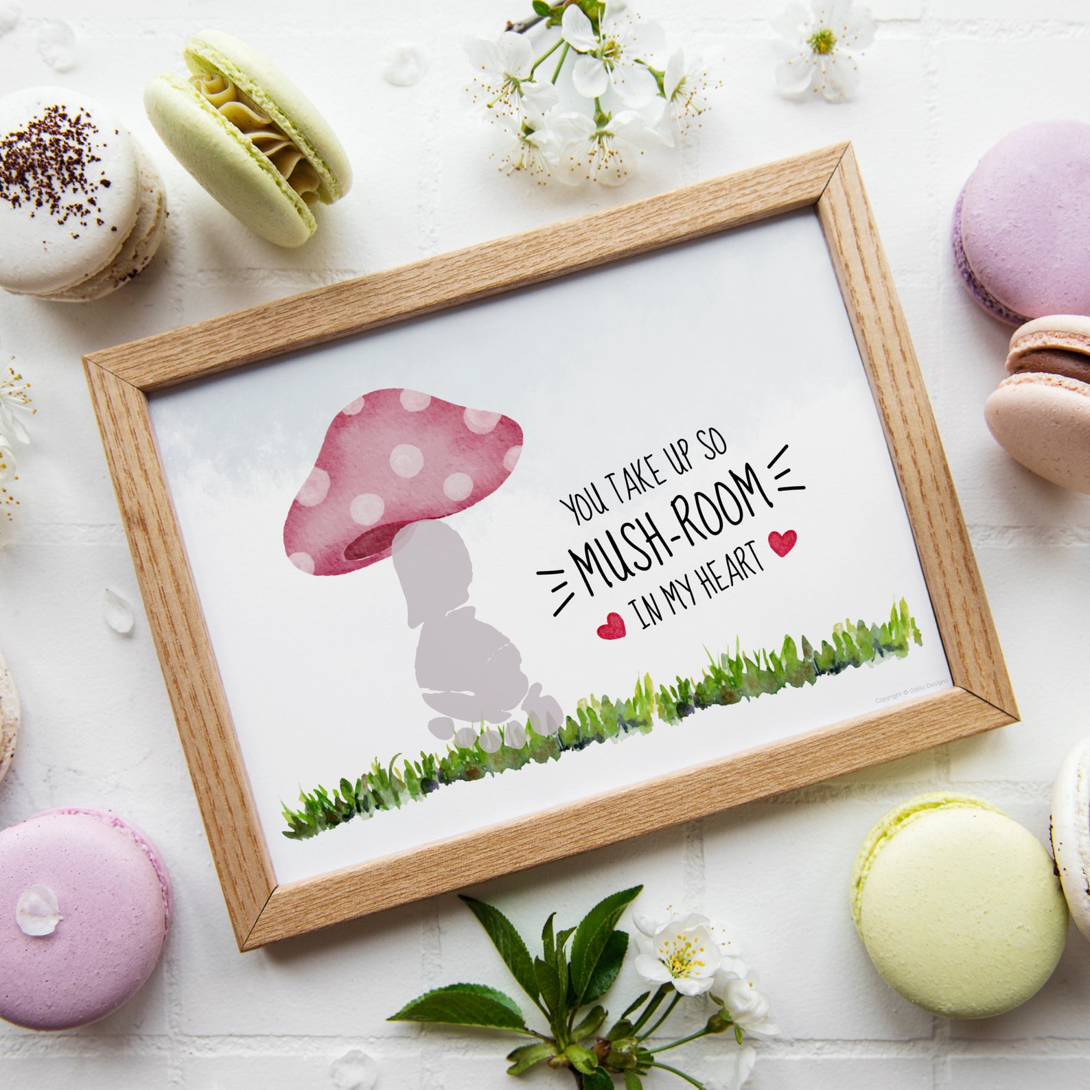 Printable Valentine's Day Footprint Art: so Mushroom in My Heart — Gift ...