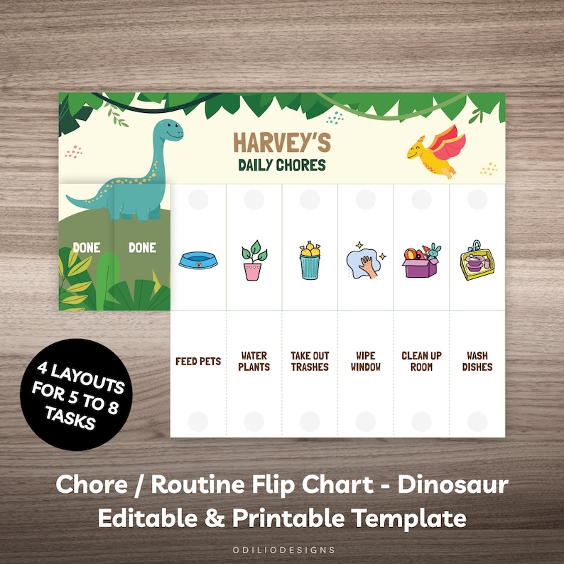 Dinosaurier Hausarbeit Flip Chart Druckbare Tägliche Routine Checkliste ...