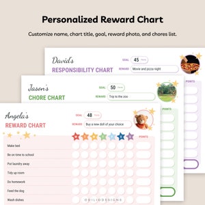 Editable Reward Chart for Kids Chore List Printable PDF Template for ...