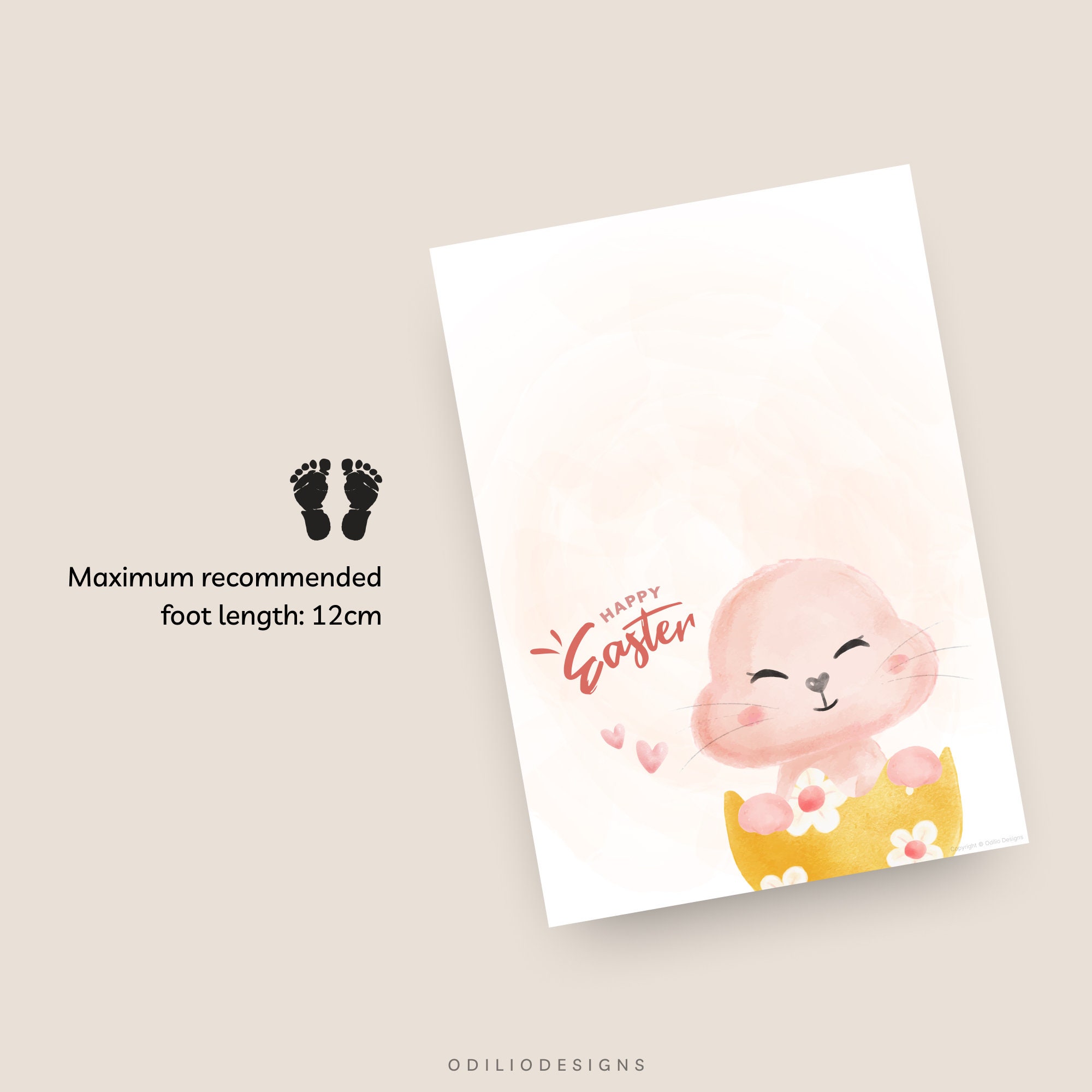 Happy Easter Bunny Footprint Art Craft for Toddler Foot Print Printable ...