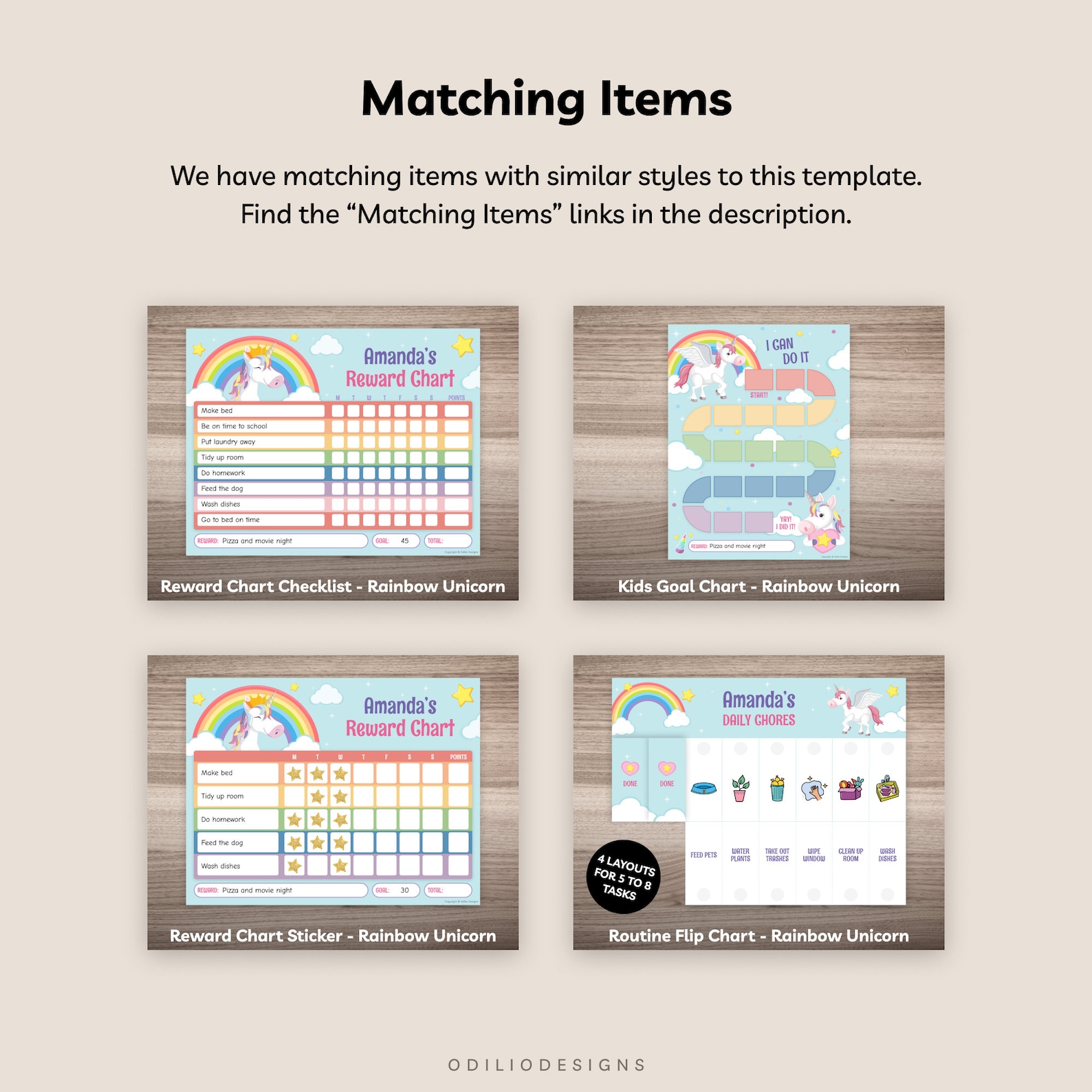 Rainbow Unicorn Reward Chart Sticker for Girl Chore List Printable ...
