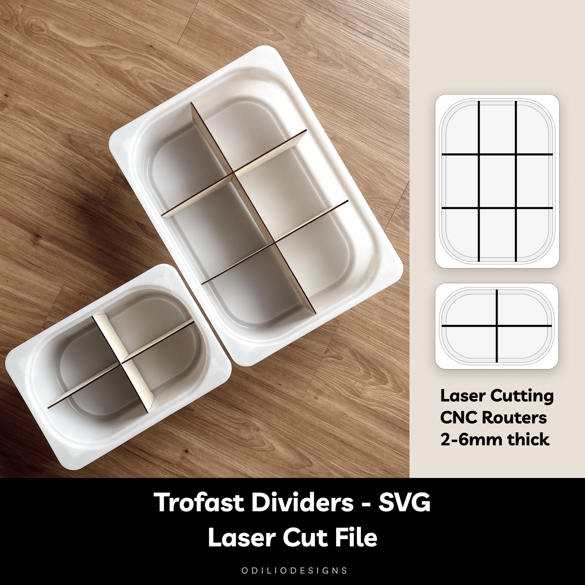 Trofast Bin Dividers SVG Vorlage für IKEA Flisat Tisch Klein Groß ...